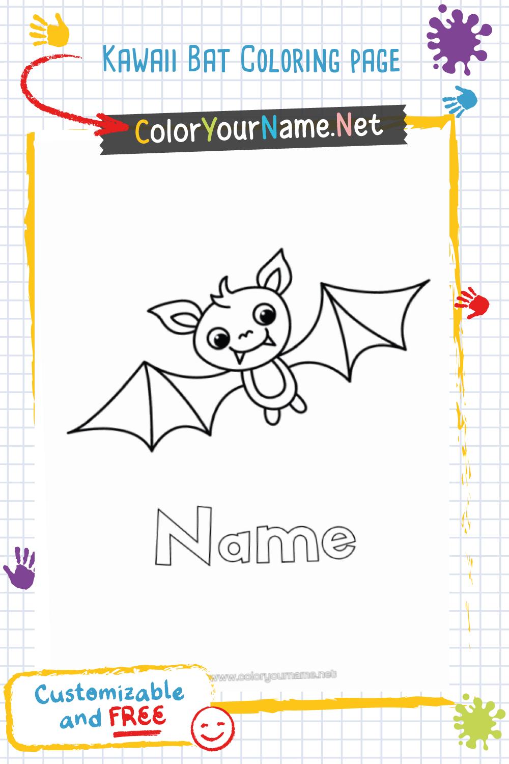 Kawaii Bat Coloring page