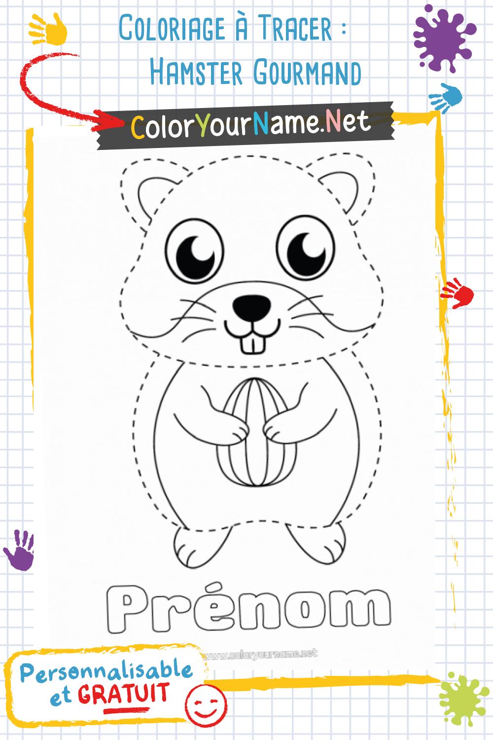 Coloriage à Tracer : Hamster Gourmand