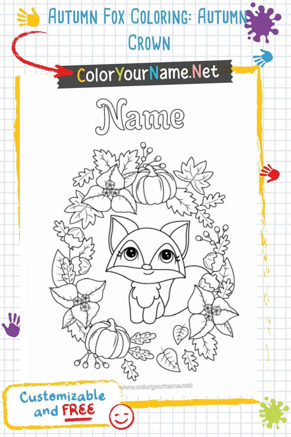 Autumn Fox Coloring: Autumn Crown