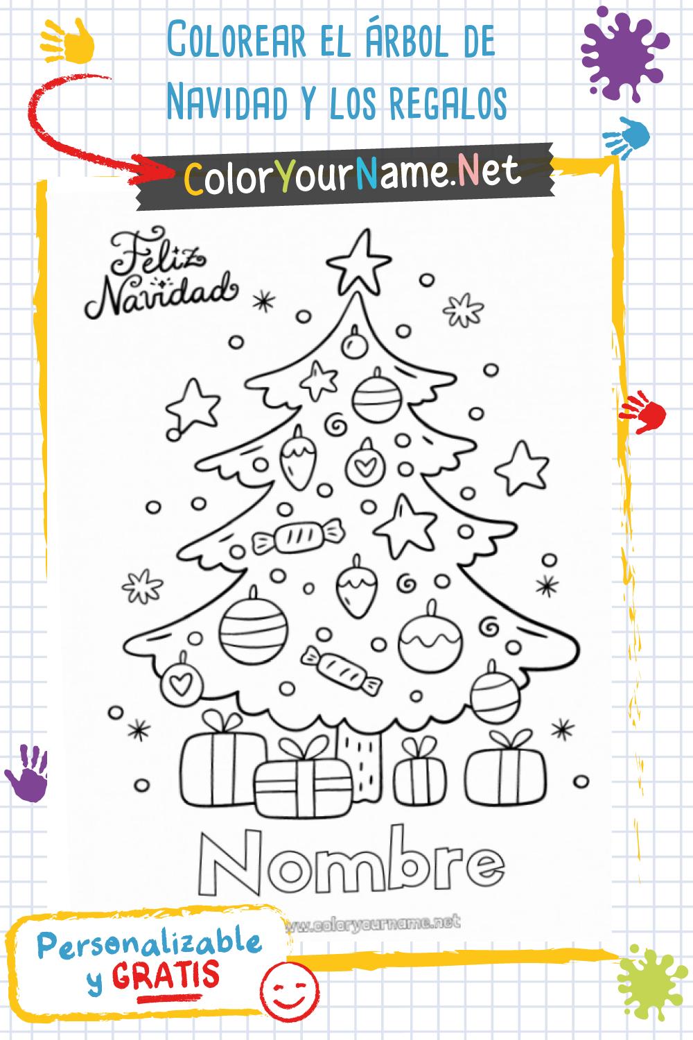 Colorear el árbol de Navidad y los regalos