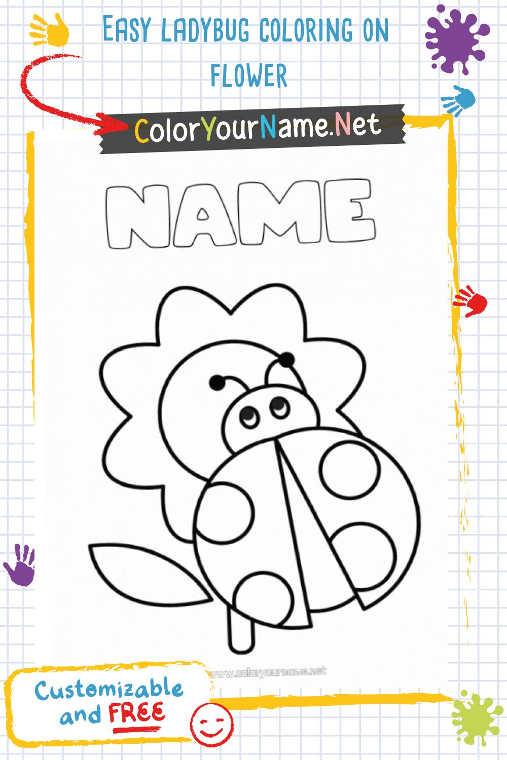 Easy ladybug coloring on flower