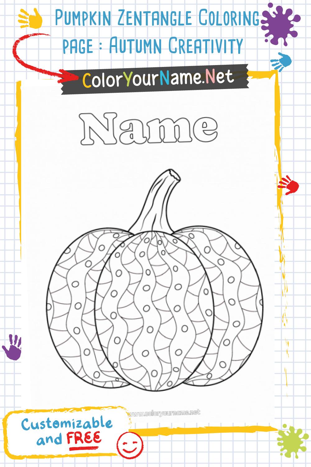 Pumpkin Zentangle Coloring page : Autumn Creativity