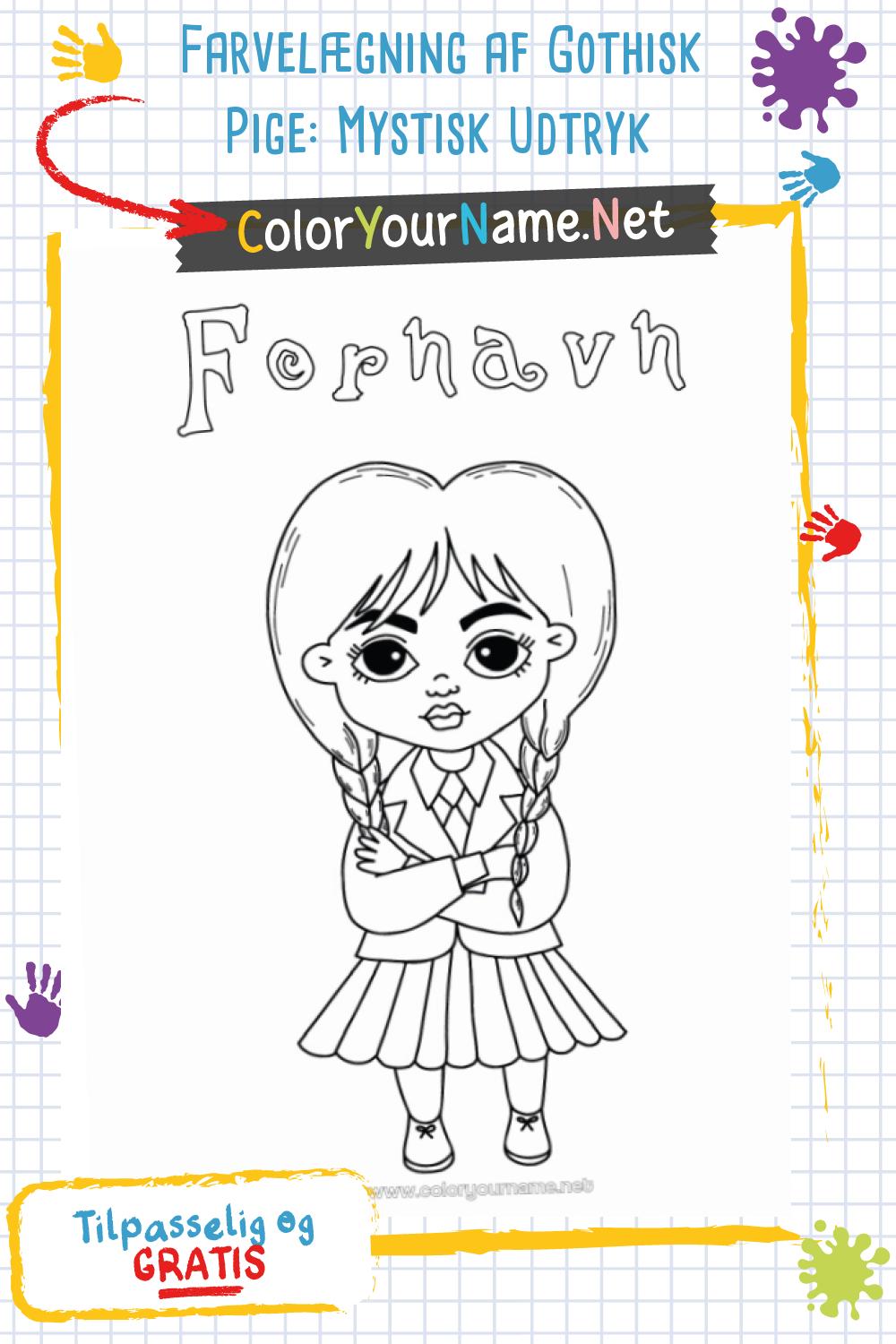 Farvelægning af Gothisk Pige: Mystisk Udtryk