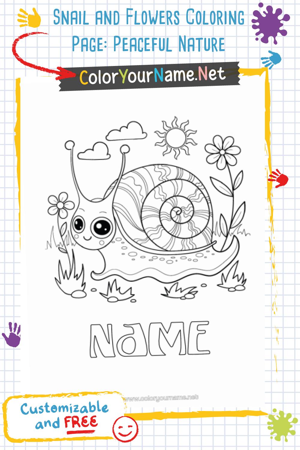 Snail and Flowers Coloring Page: Peaceful Nature