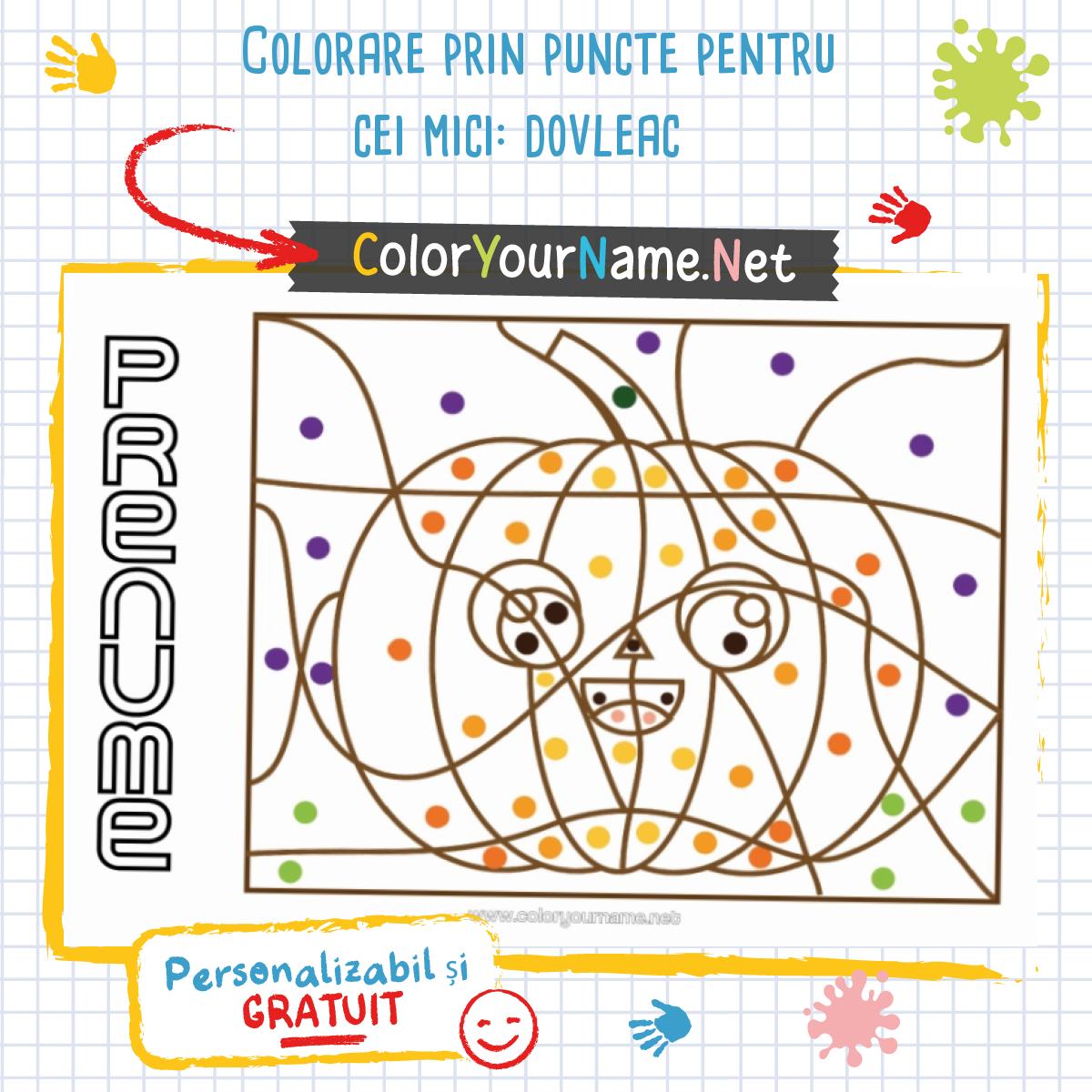 Colorare prin puncte pentru cei mici: dovleac