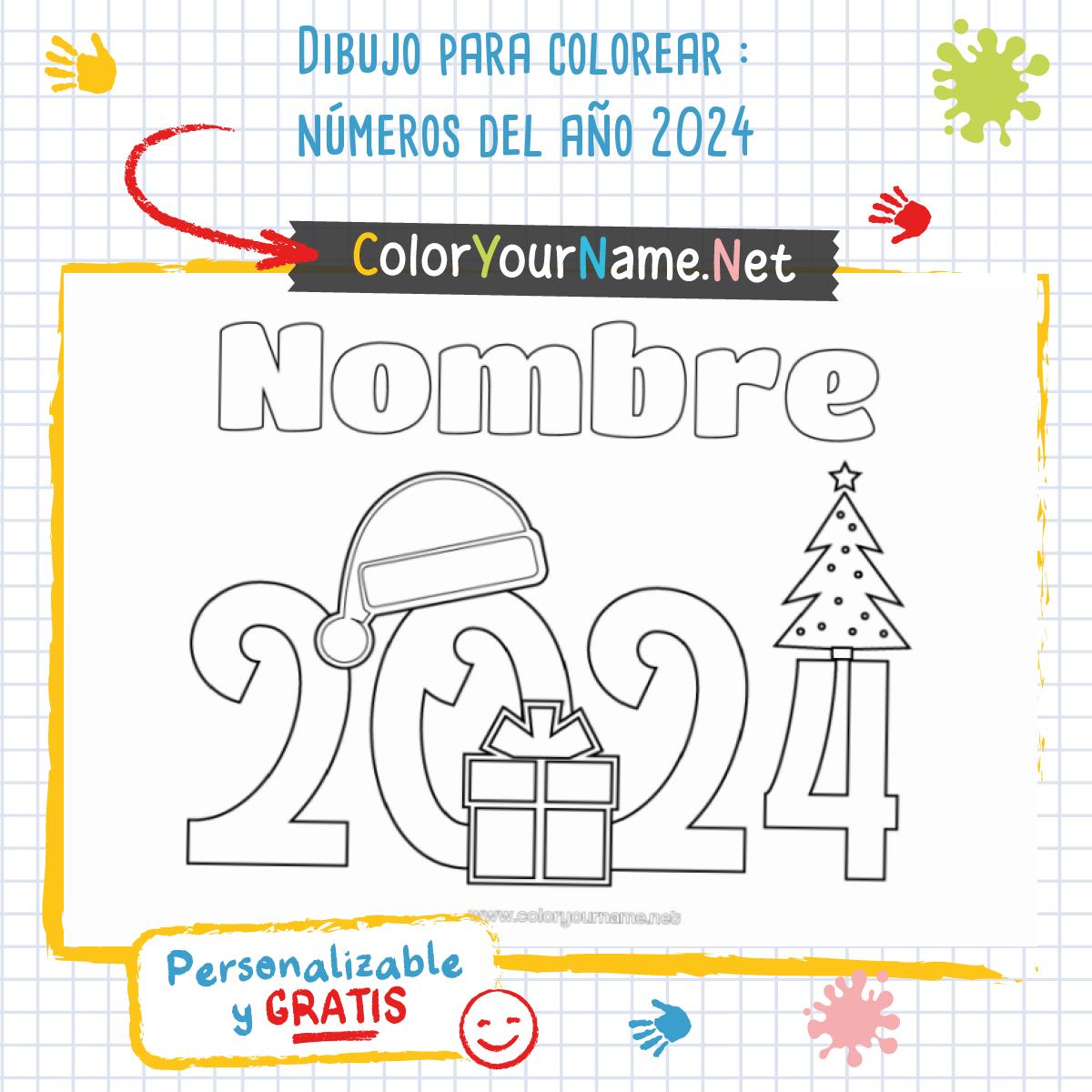 Dibujo para colorear : números del año 2024