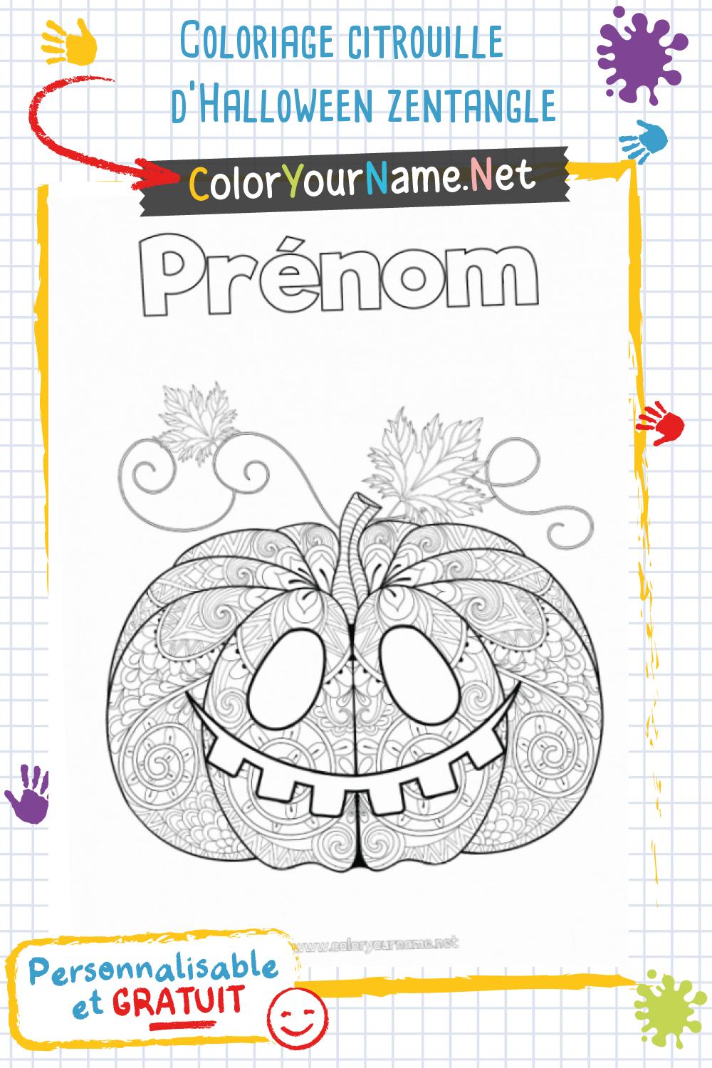 Coloriage citrouille d'Halloween zentangle