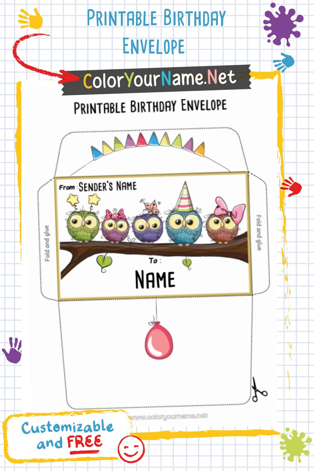 Printable Birthday Envelope