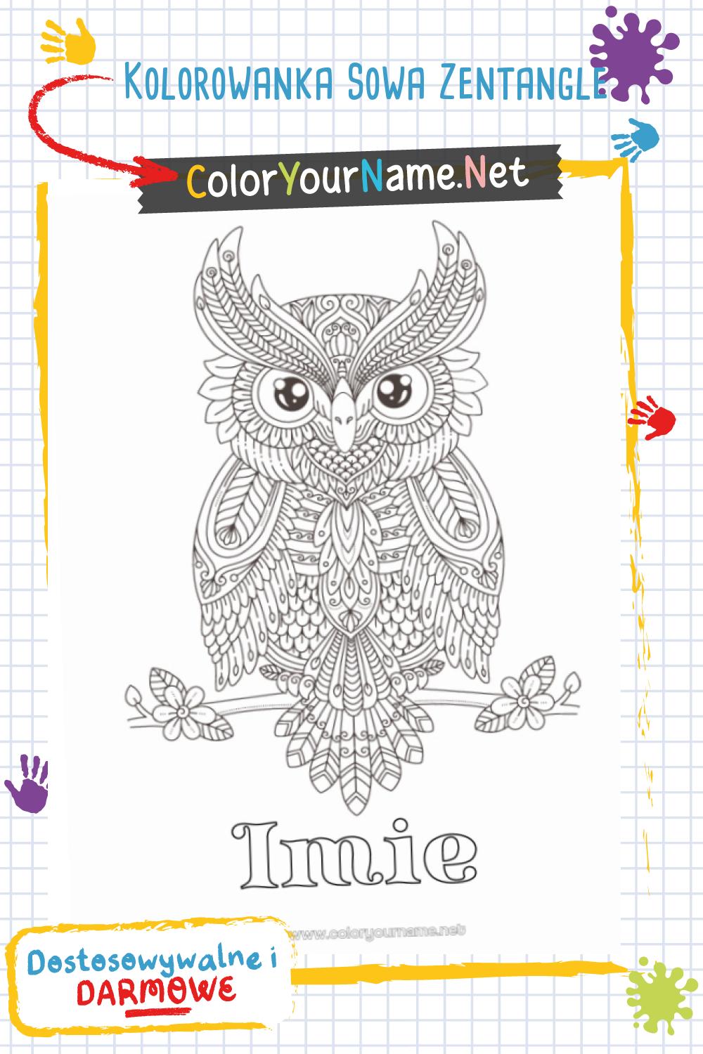 Kolorowanka Sowa Zentangle