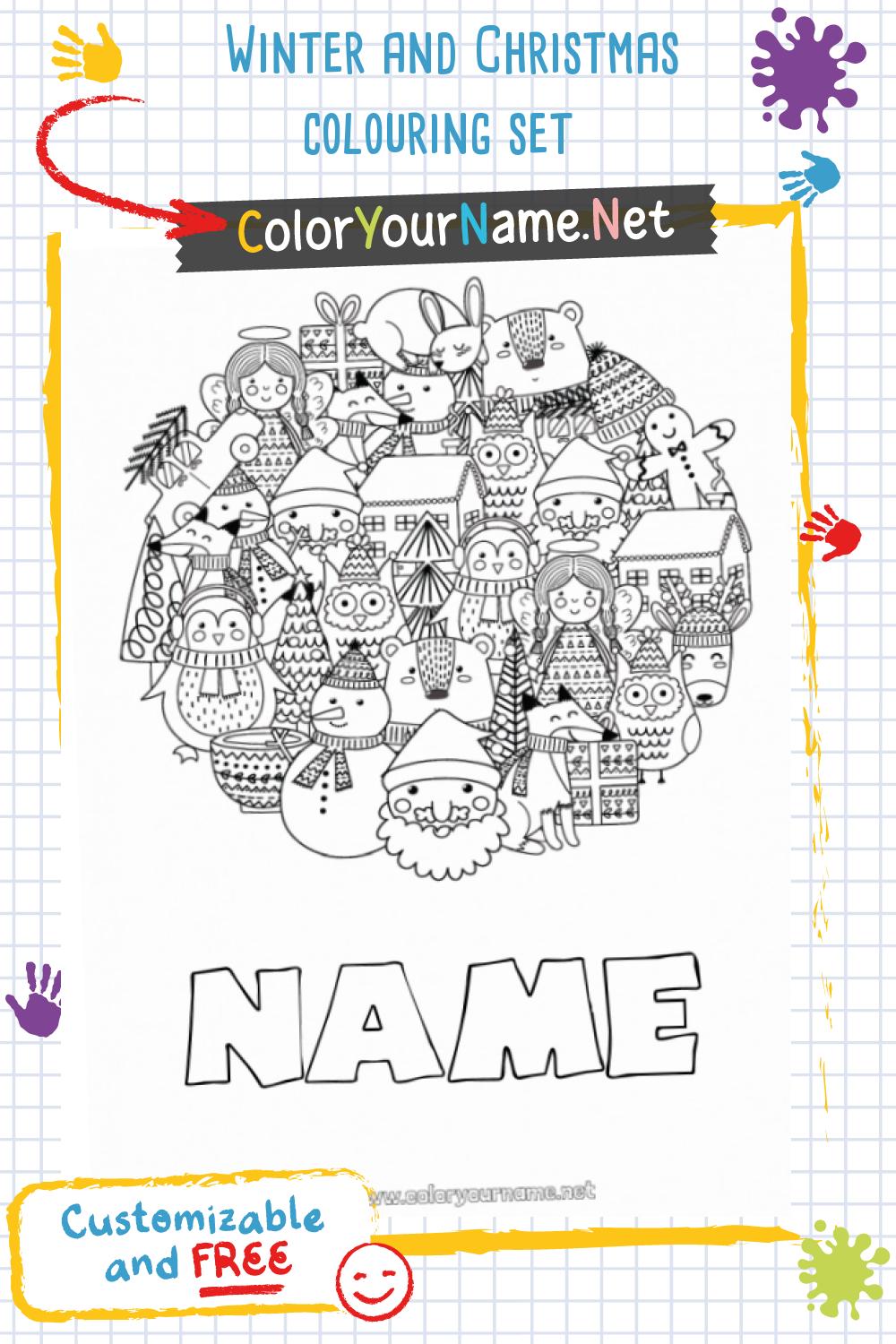 Winter and Christmas colouring set