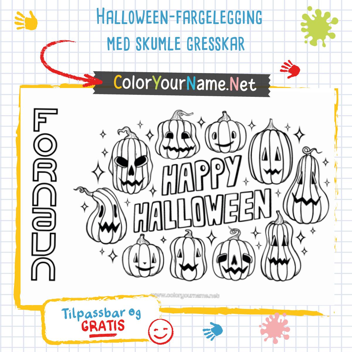 Halloween-fargelegging med skumle gresskar