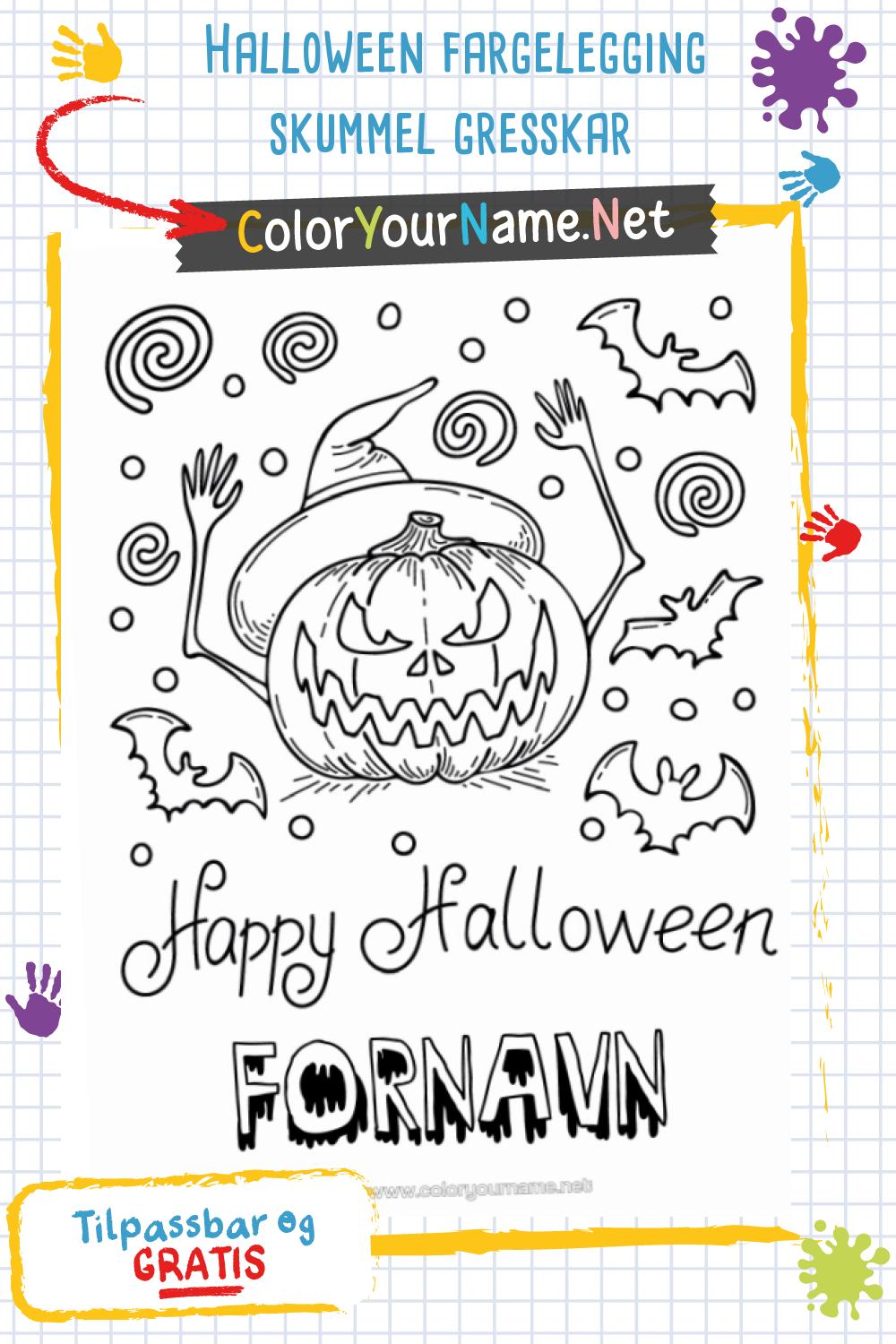 Halloween fargelegging skummel gresskar