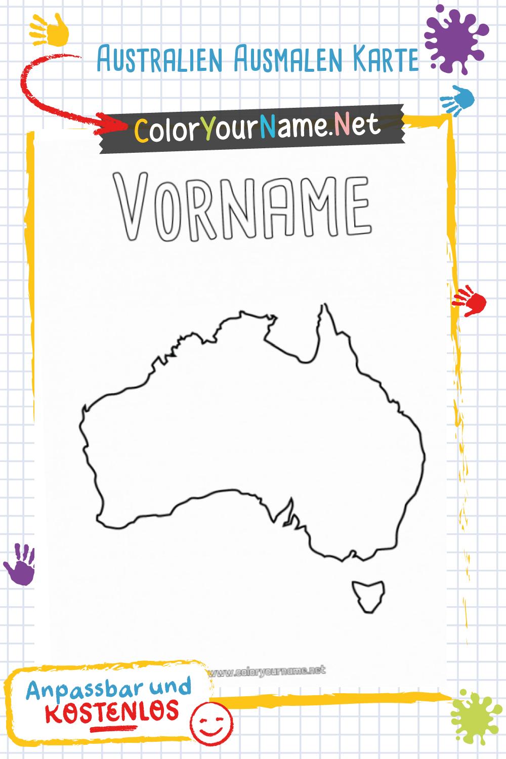 Australien Ausmalen Karte