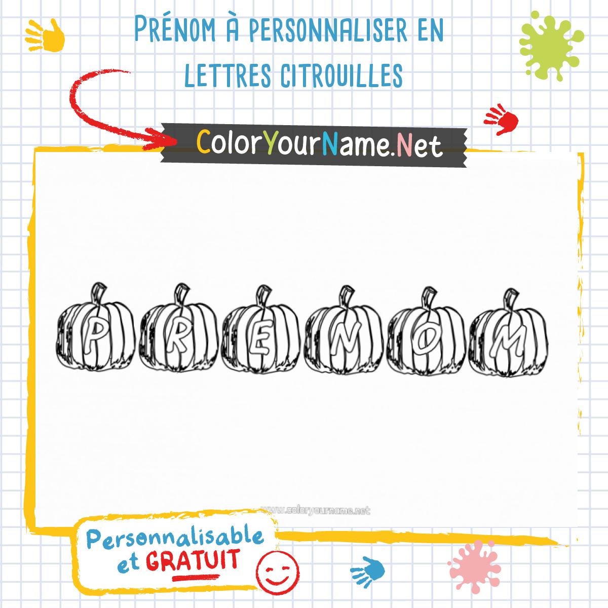 Prénom à personnaliser en lettres citrouilles