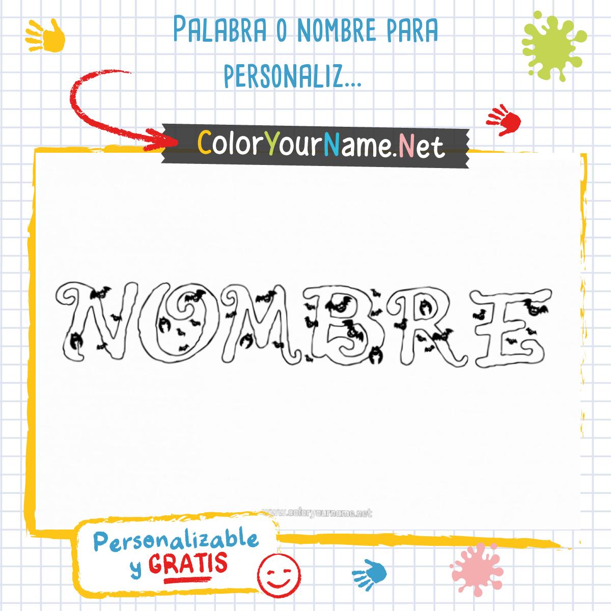 Palabra o nombre para personalizar: Murciélagos de Halloween