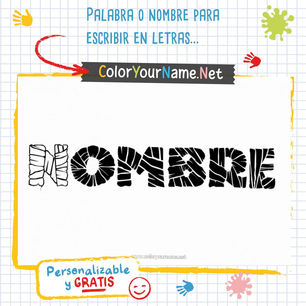 Palabra o nombre para escribir en letras de vendaje de momia