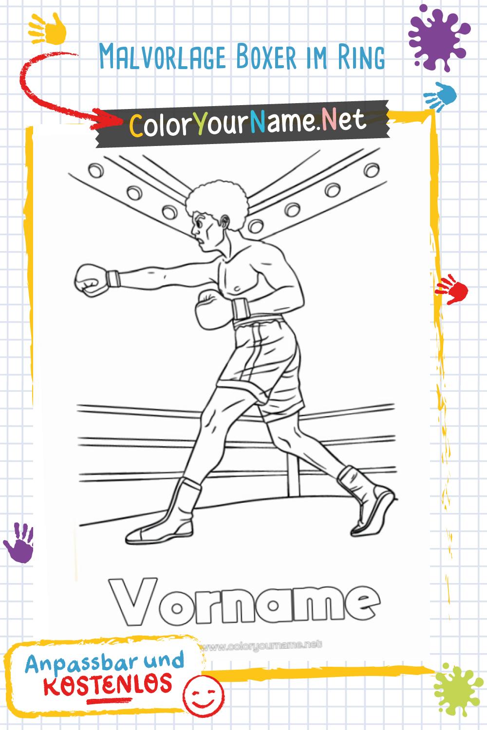 Malvorlage Boxer im Ring
