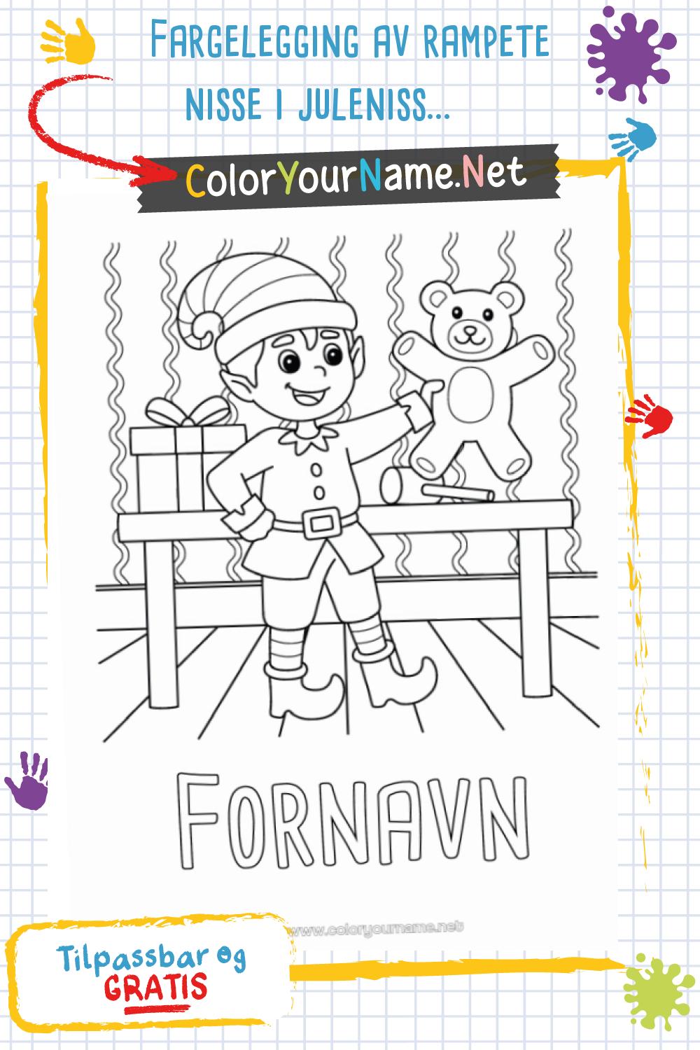 Fargelegging av rampete nisse i julenissens verksted