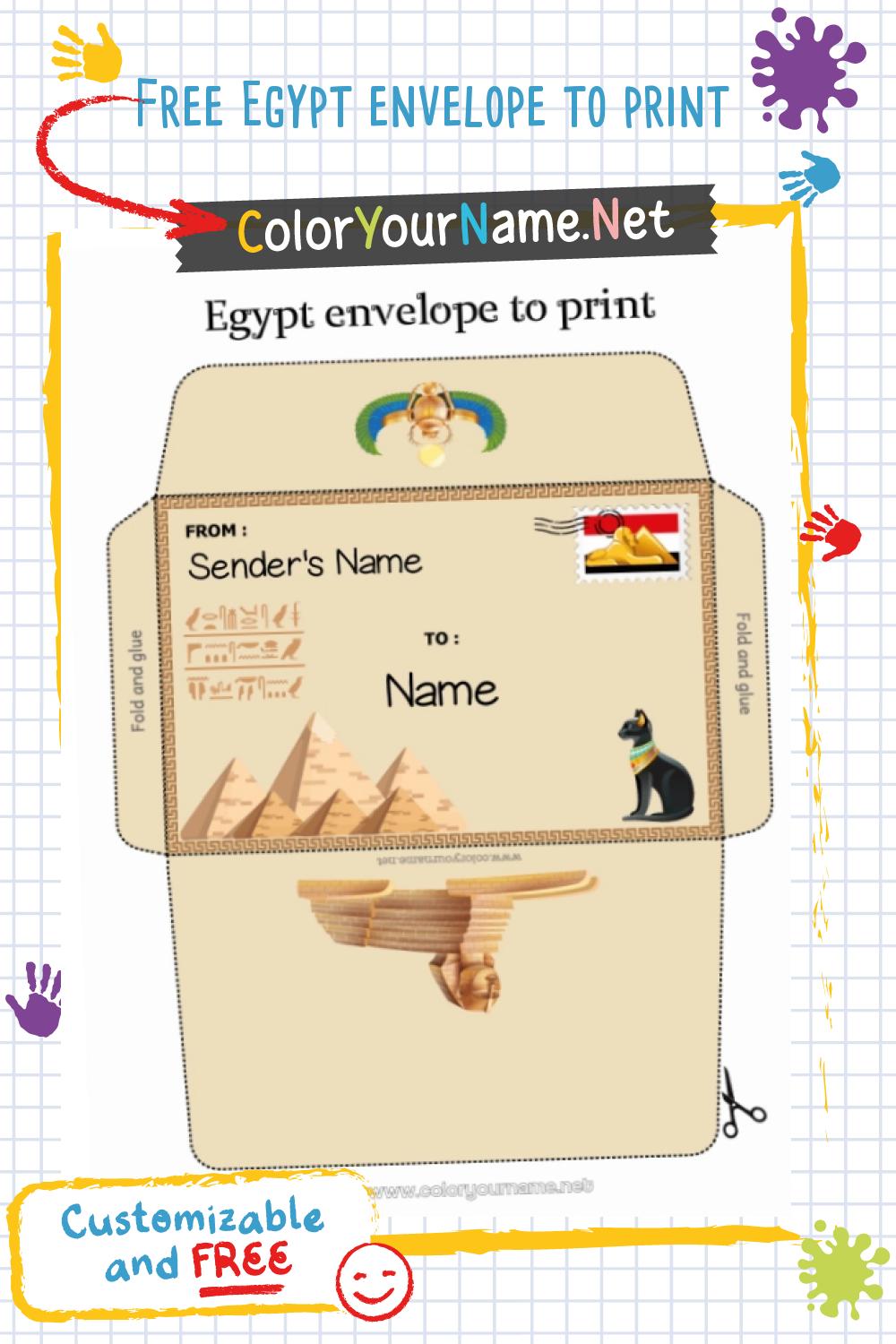 Free Egypt envelope to print