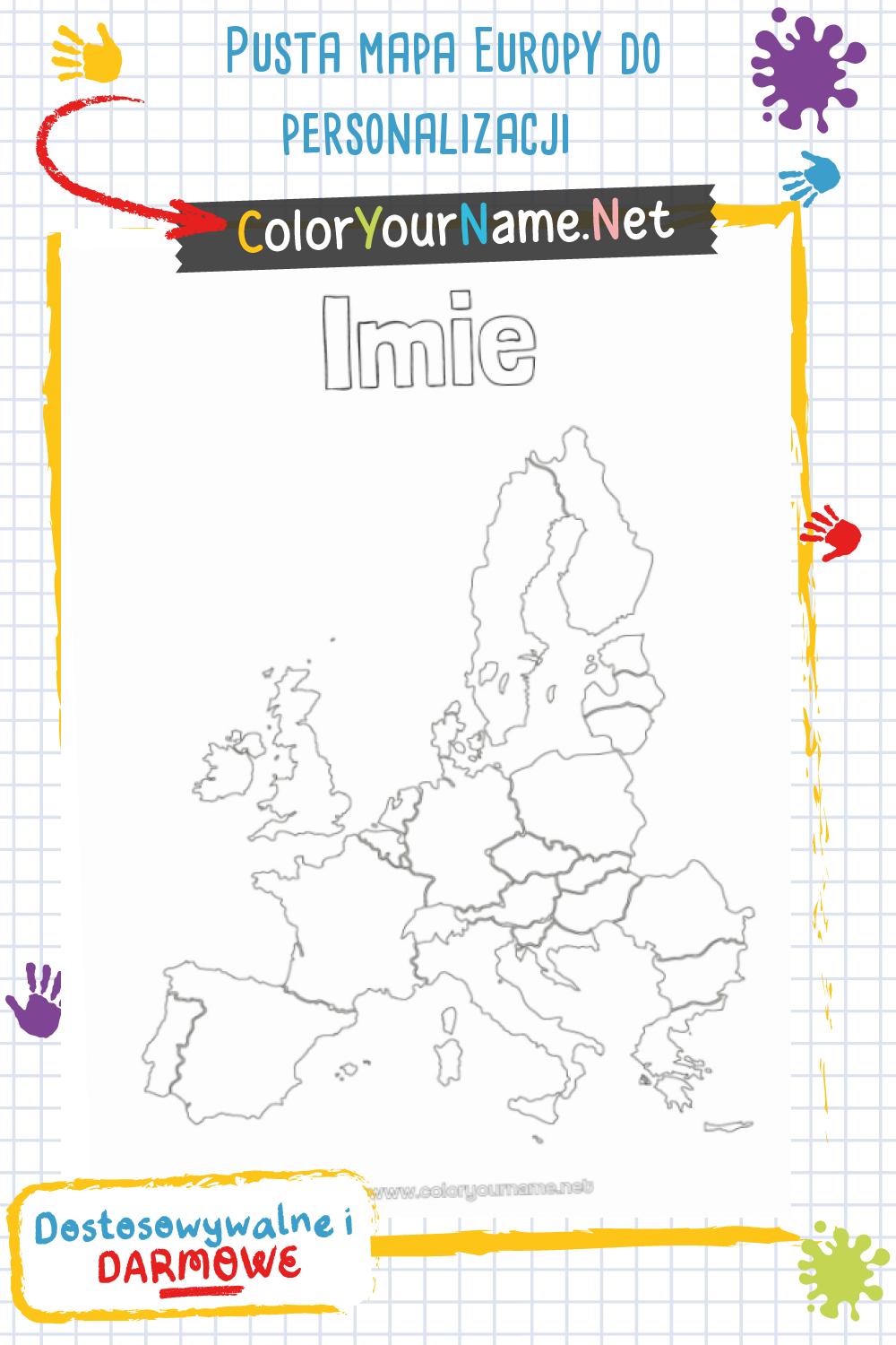Pusta mapa Europy do personalizacji