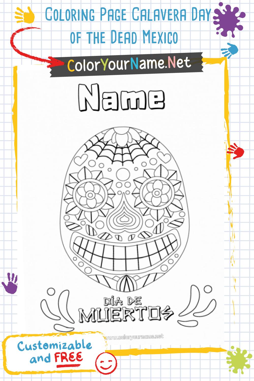 Coloring Page Calavera Day of the Dead Mexico