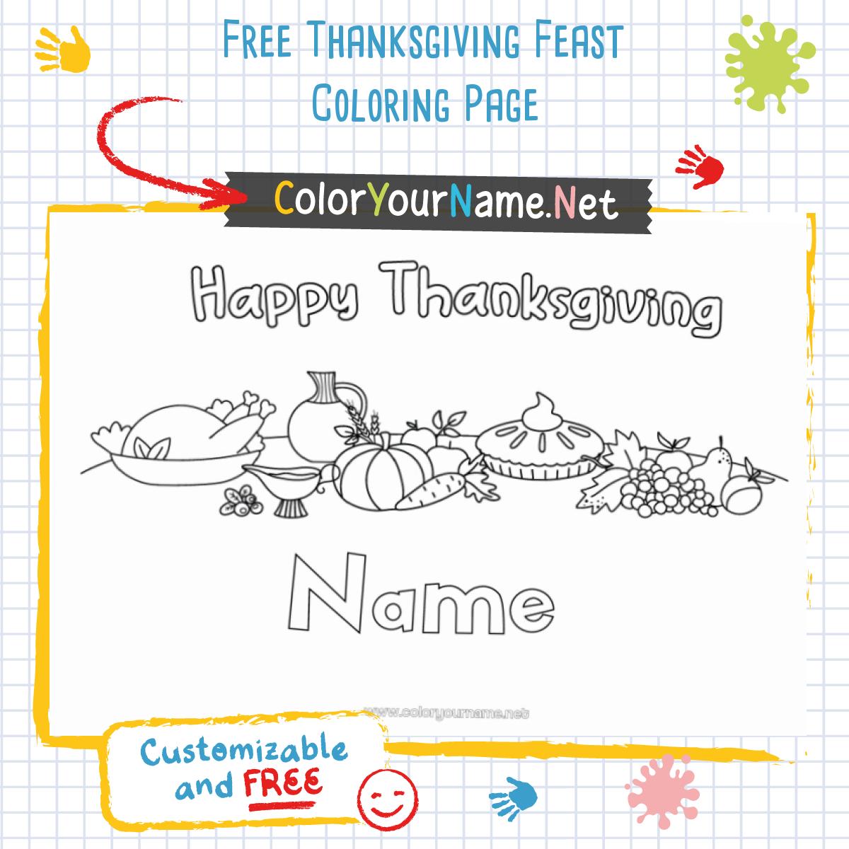 Free Thanksgiving Feast Coloring Page