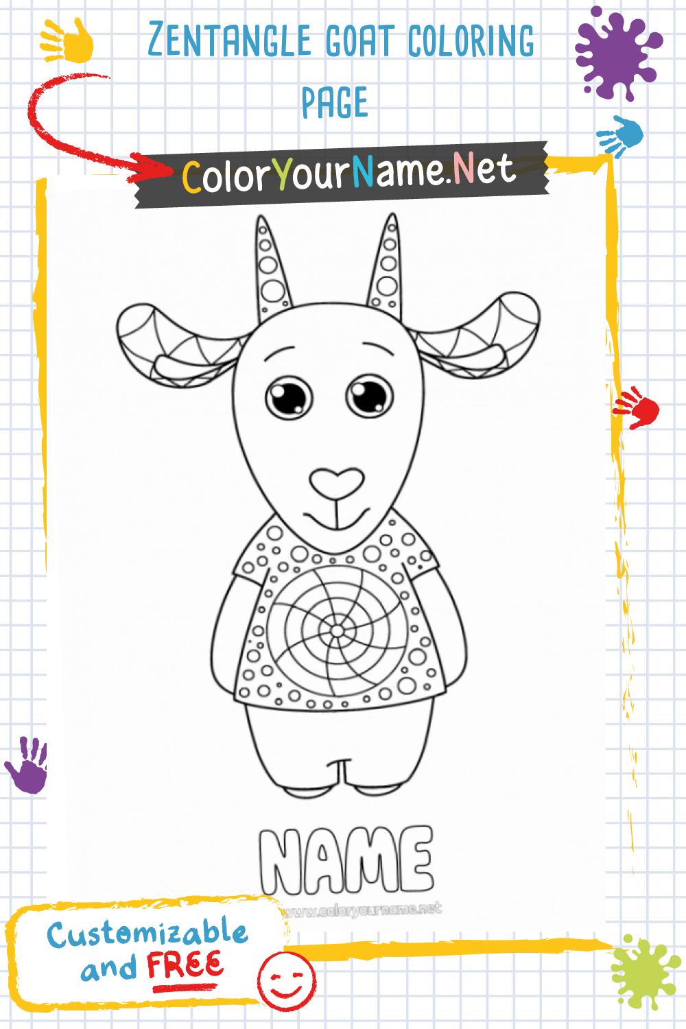 Zentangle goat coloring page