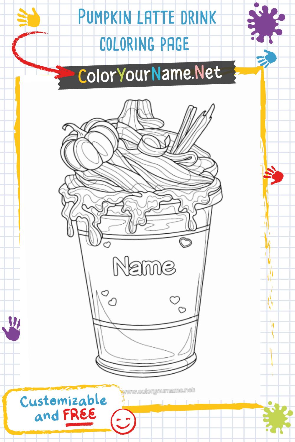 Pumpkin latte drink coloring page