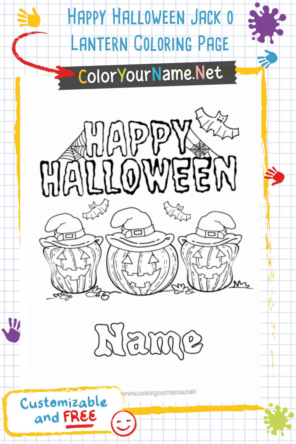 Happy Halloween Jack o Lantern Coloring Page