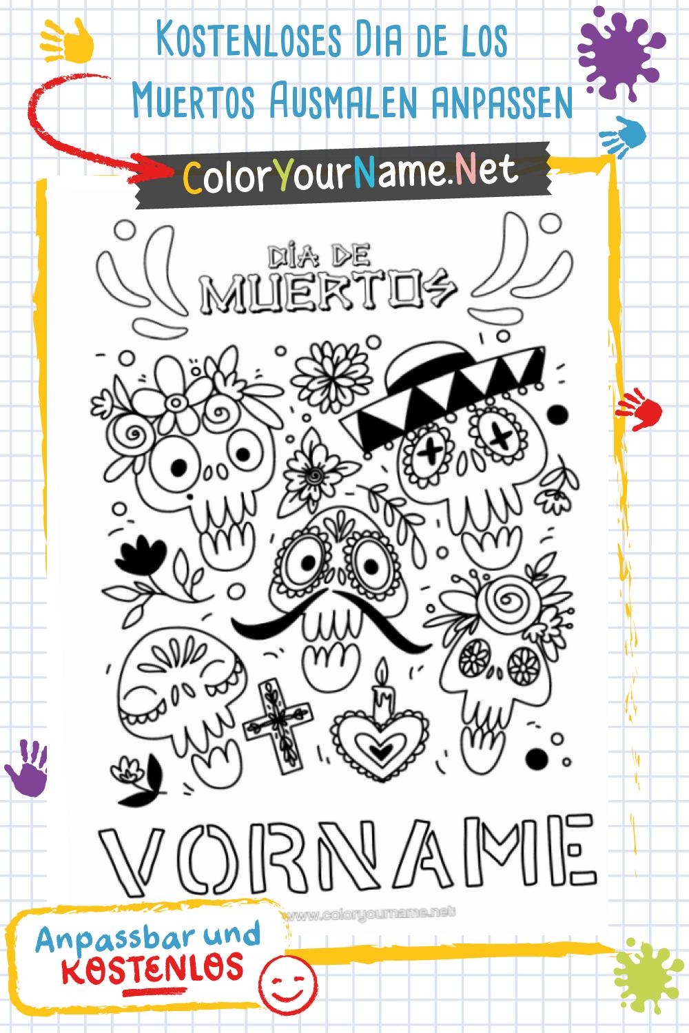Kostenloses Dia de los Muertos Ausmalen anpassen