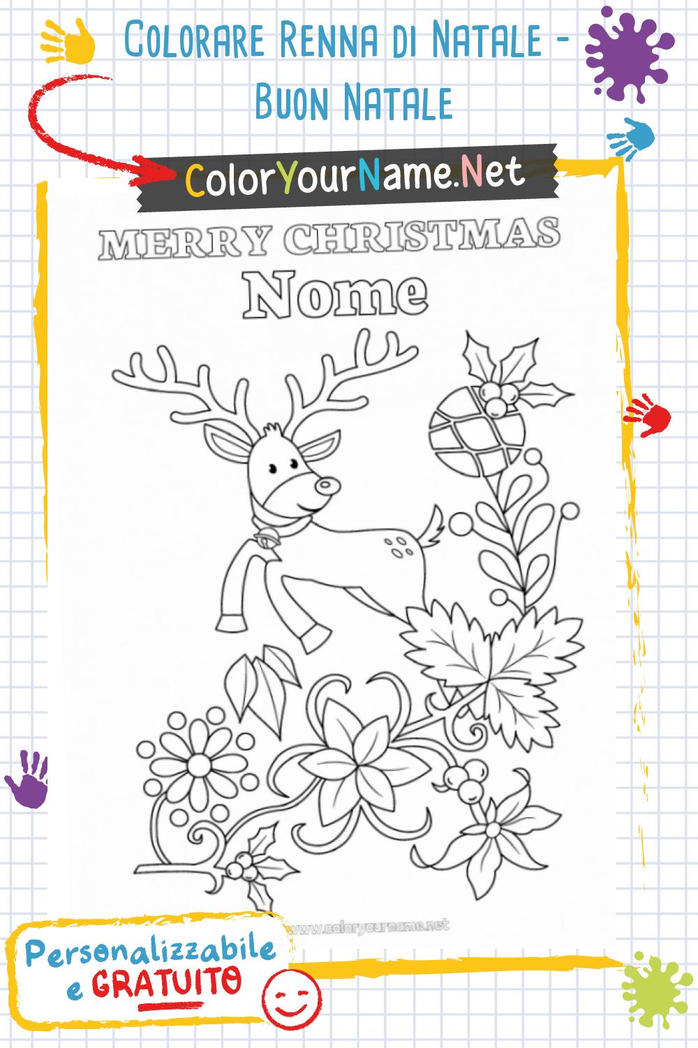 Colorare Renna di Natale - Buon Natale