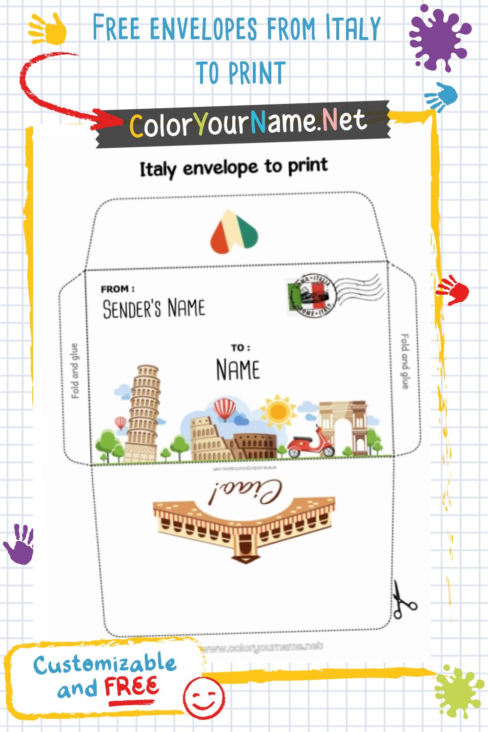 Free envelopes from Italy to print