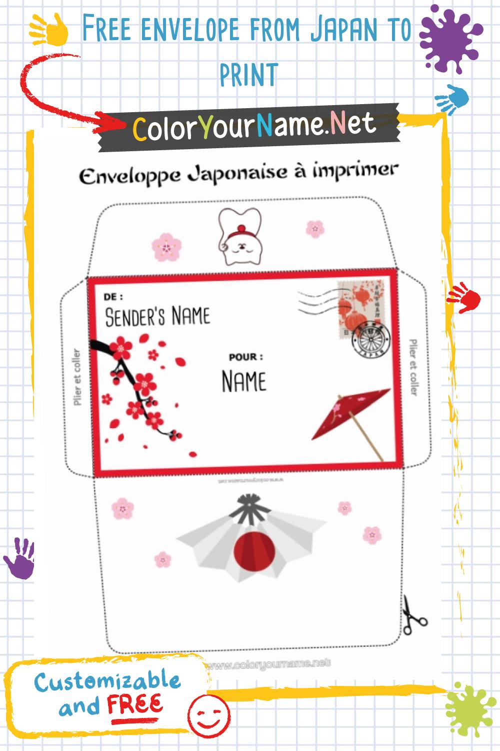 Free envelope from Japan to print