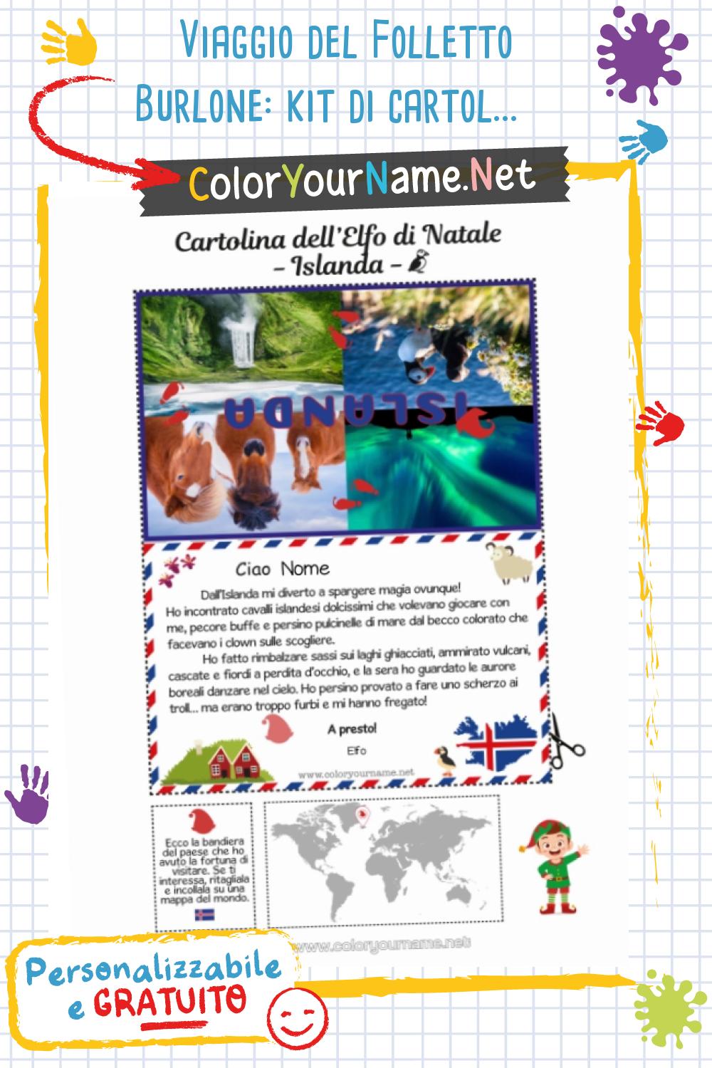 Viaggio del Folletto Burlone: kit di cartoline dall'Islanda