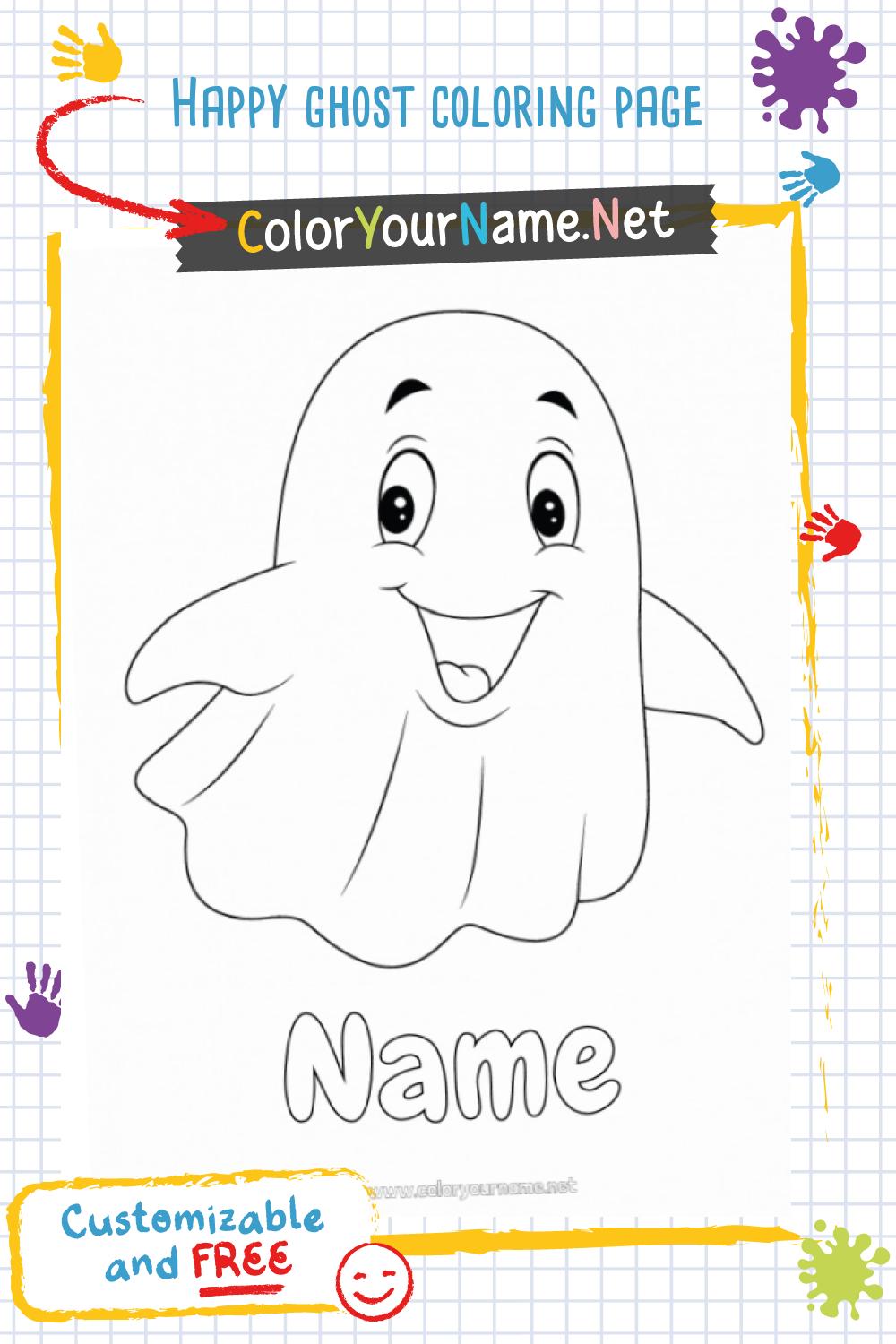 Happy ghost coloring page