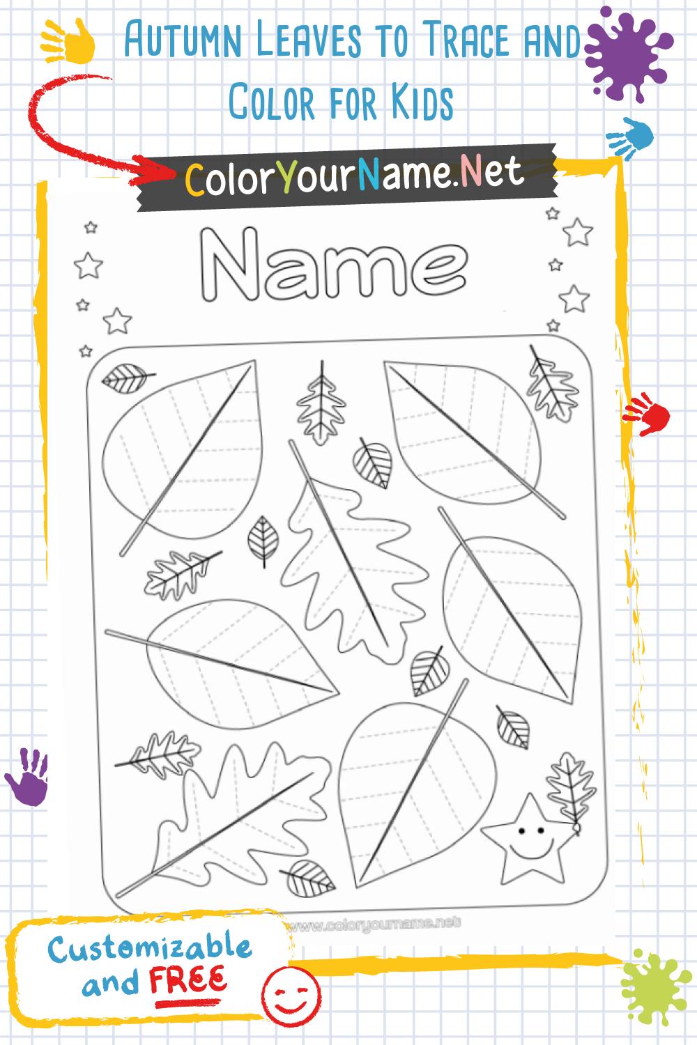 Autumn Leaves to Trace and Color for Kids