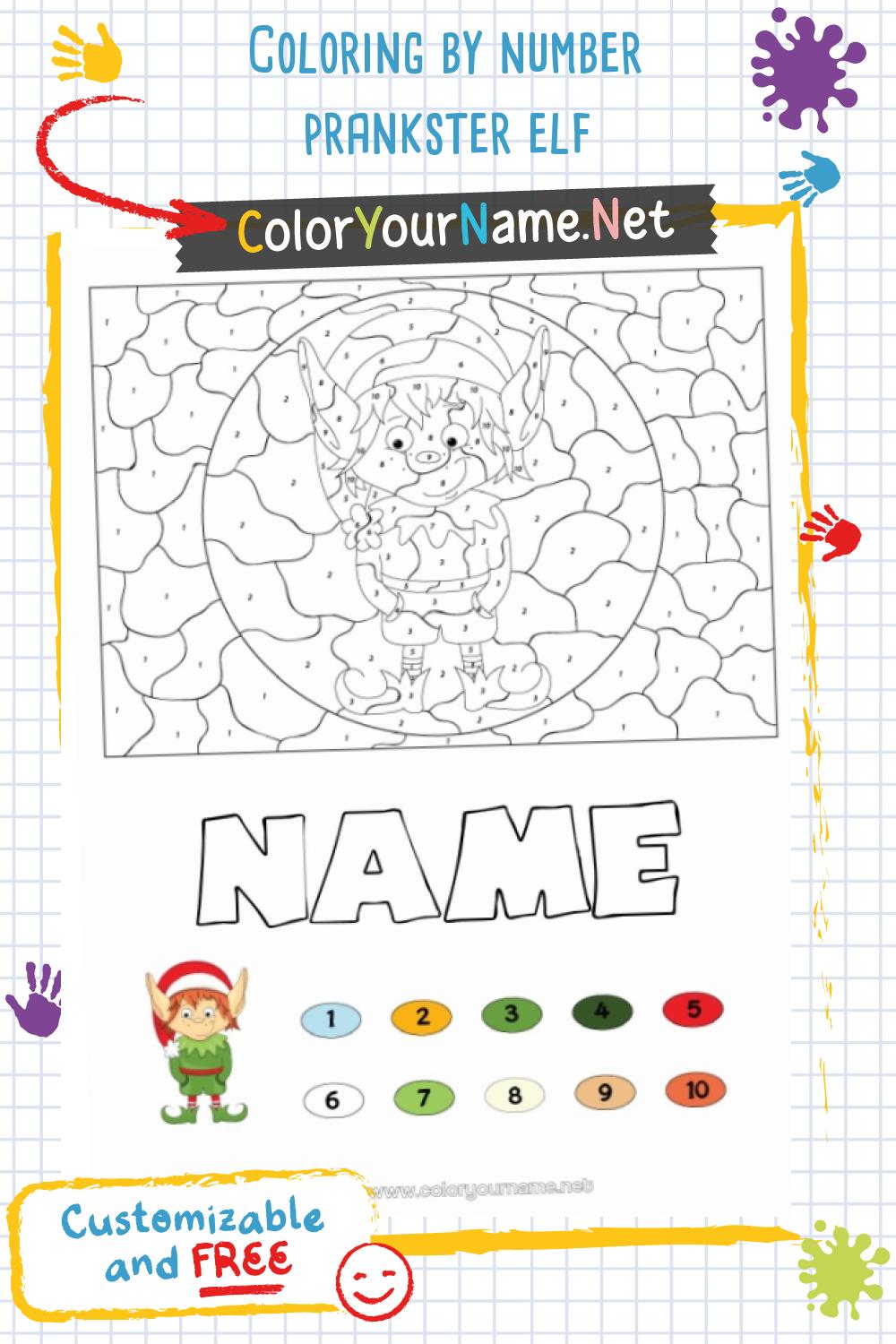 Coloring by number prankster elf