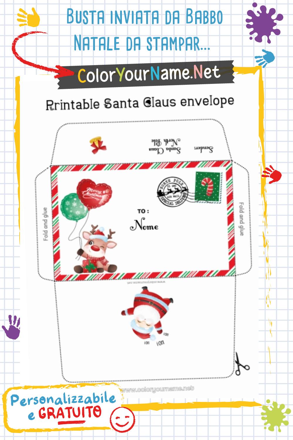 Busta inviata da Babbo Natale da stampare e ritagliare gratuitamente