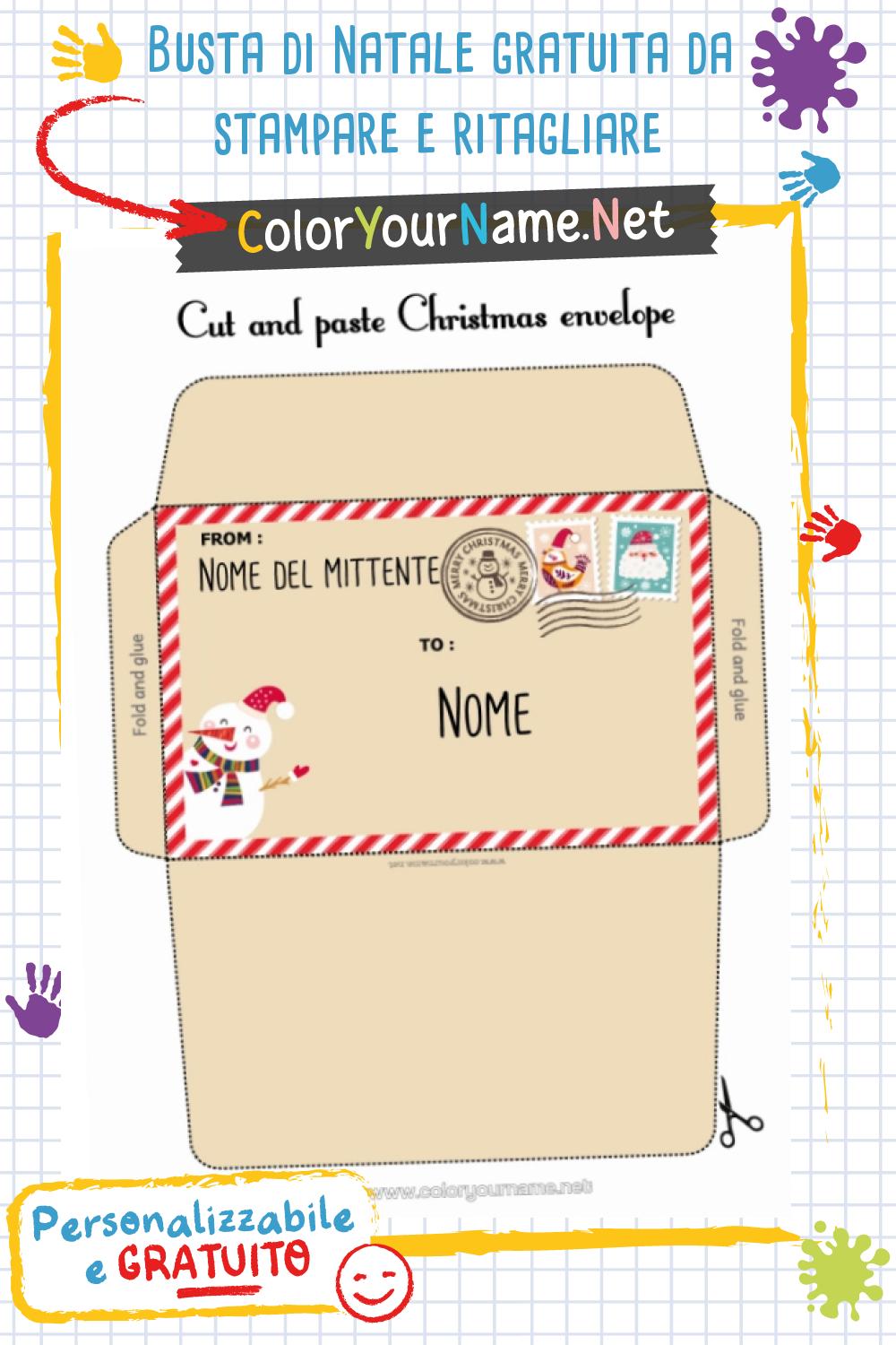 Busta di Natale gratuita da stampare e ritagliare