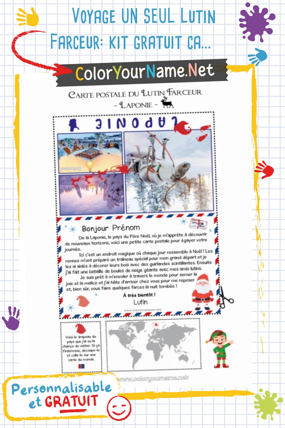 Voyage UN SEUL Lutin Farceur: kit gratuit carte postale Laponie