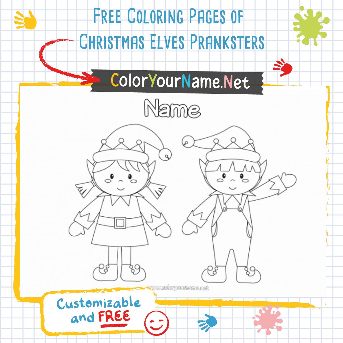 Free Coloring Pages of Christmas Elves Pranksters