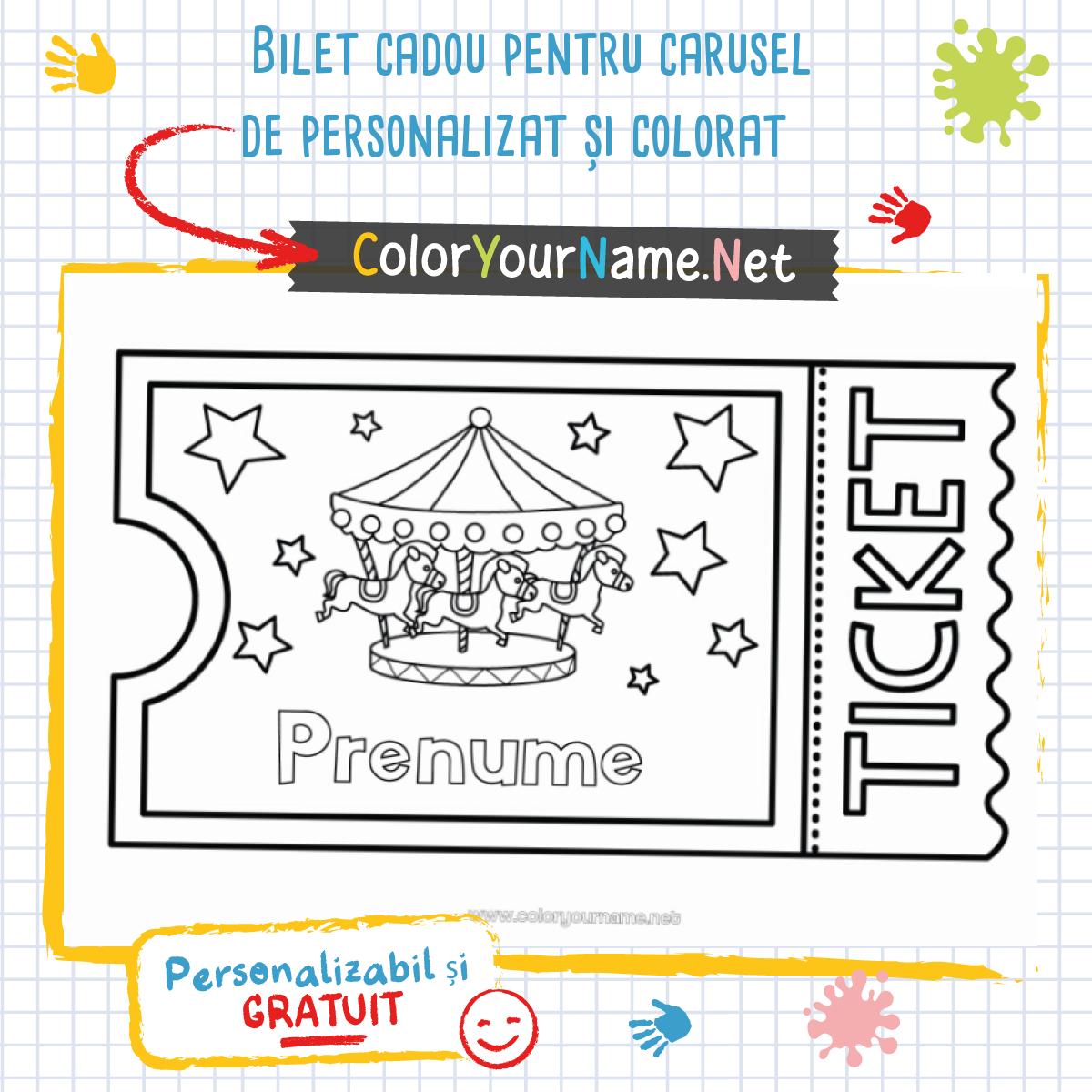 Bilet cadou pentru carusel de personalizat și colorat