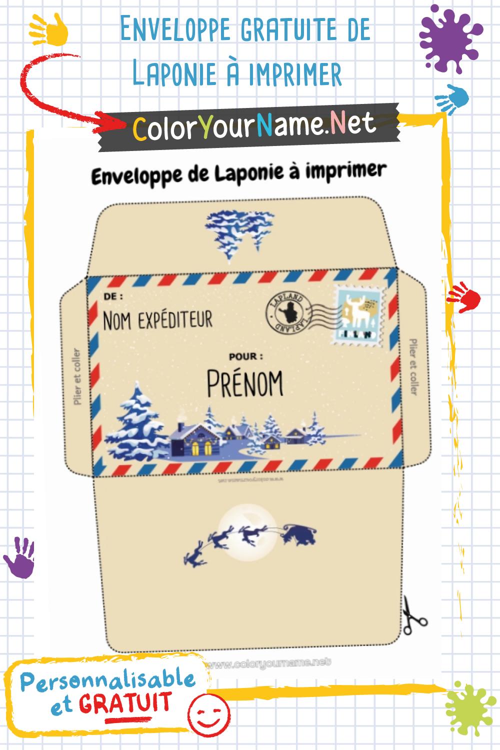 Enveloppe gratuite de Laponie à imprimer