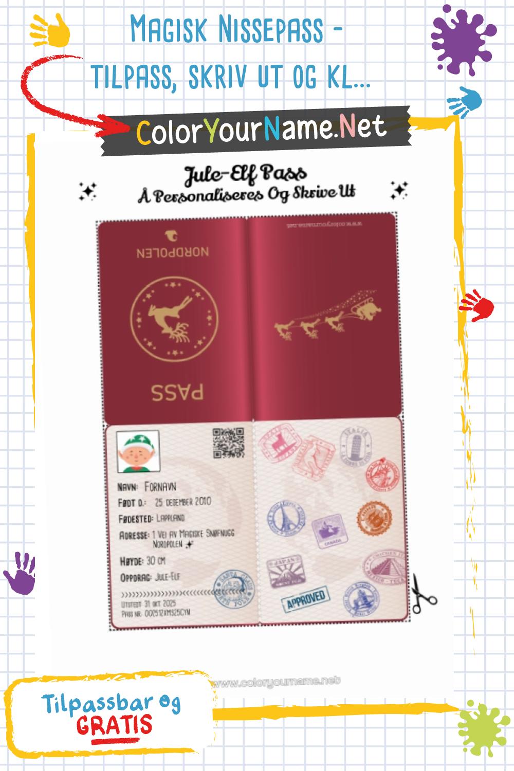 Magisk Nissepass – tilpass, skriv ut og klipp ut!
