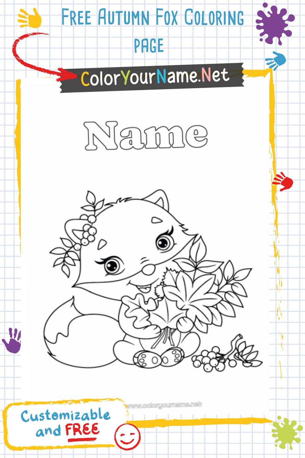 Free Autumn Fox Coloring page