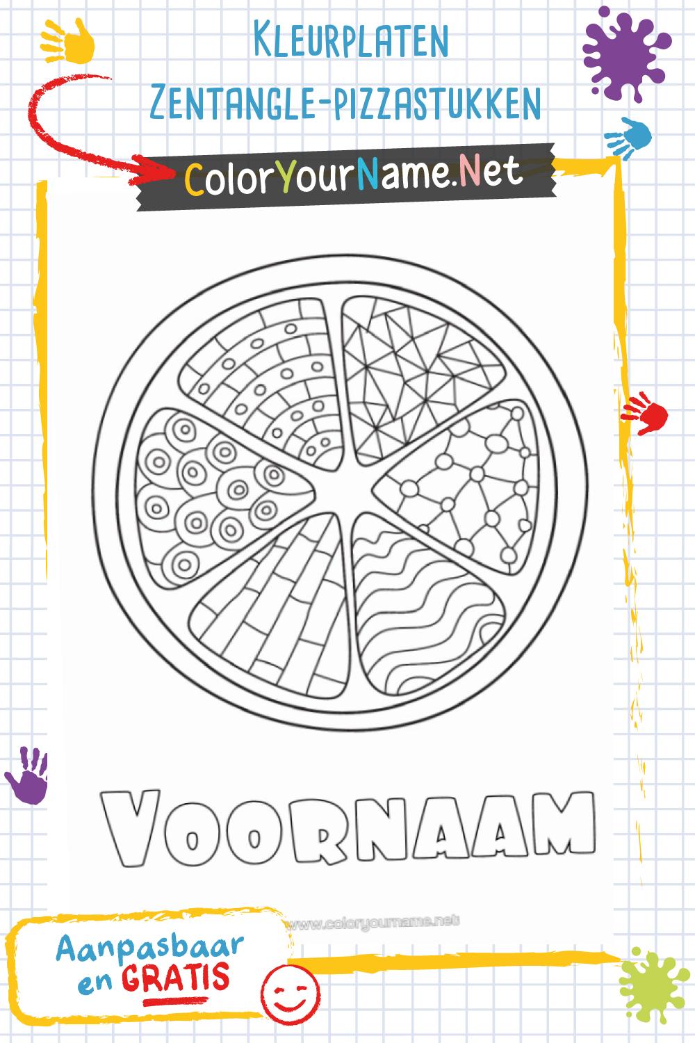 Kleurplaten Zentangle-pizzastukken