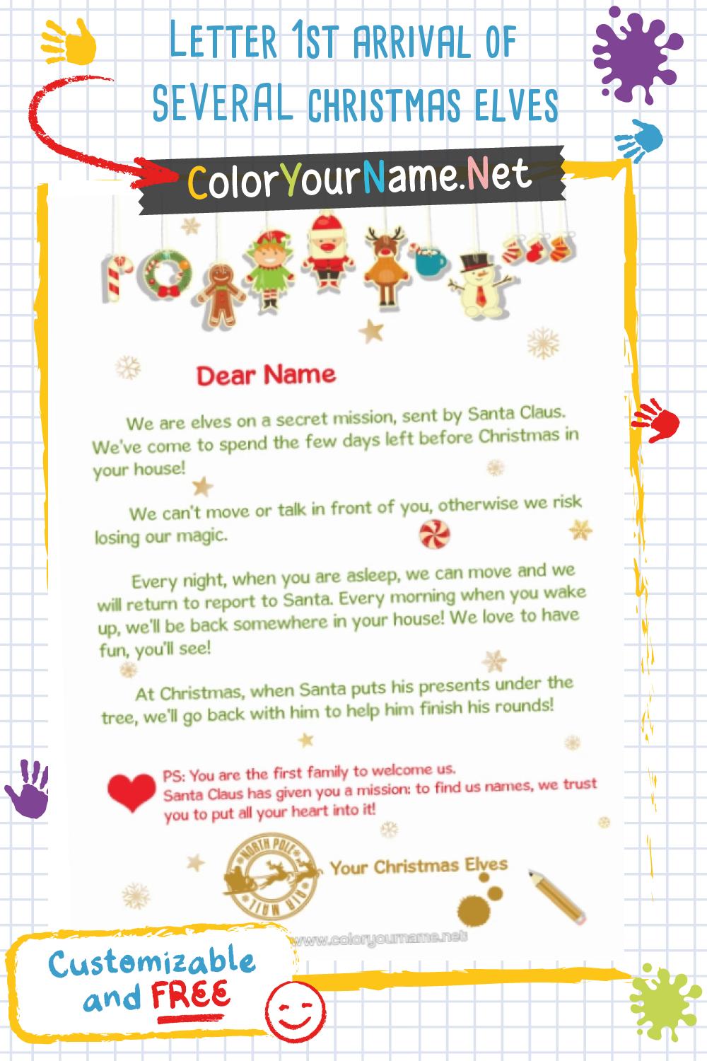 Letter 1st arrival of SEVERAL christmas elves