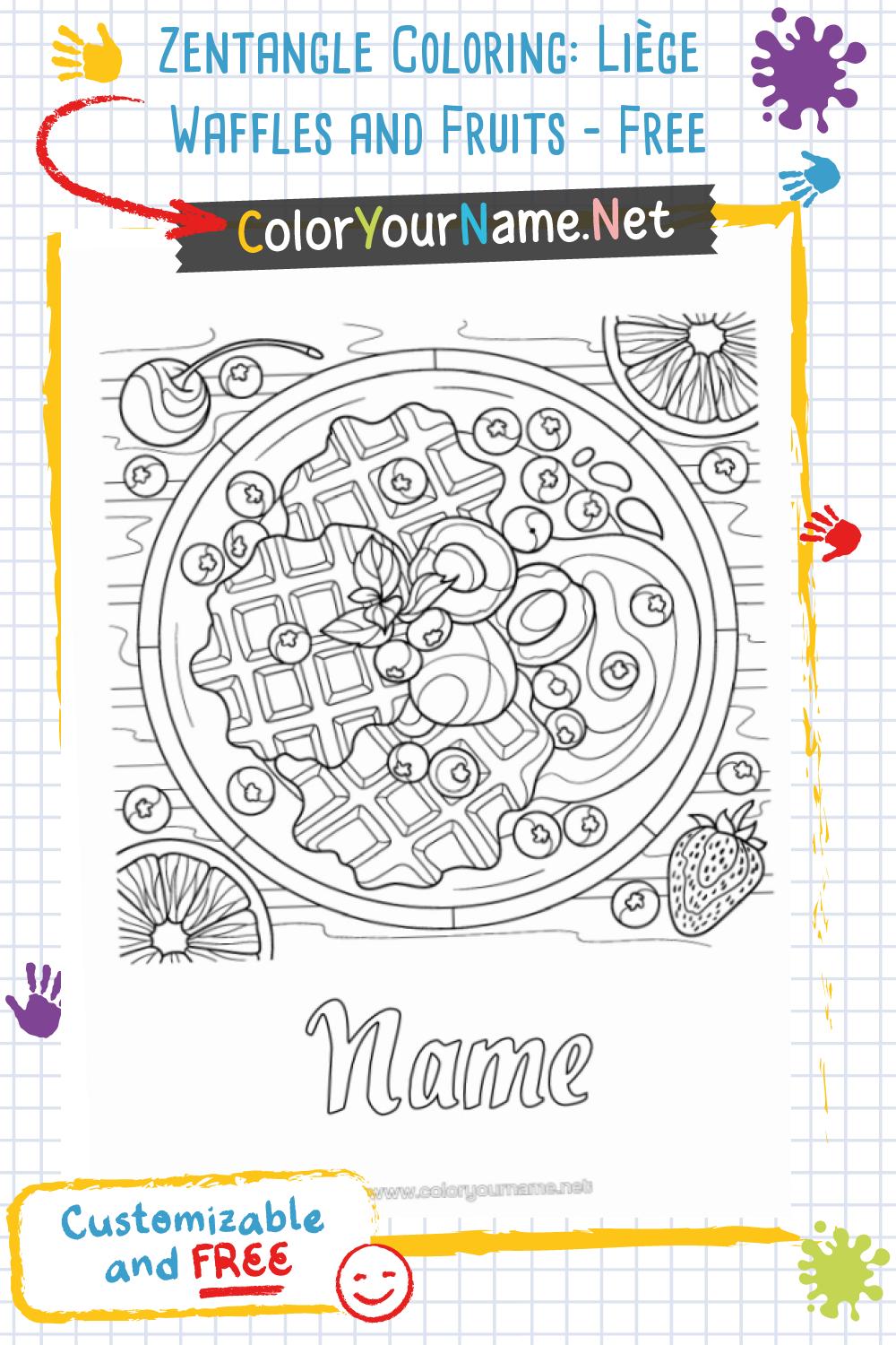 Zentangle Coloring: Liège Waffles and Fruits - Free