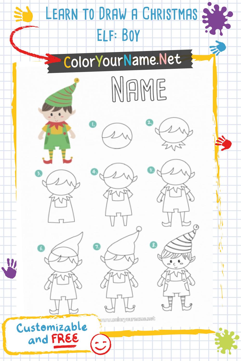 Learn to Draw a Christmas Elf: Boy