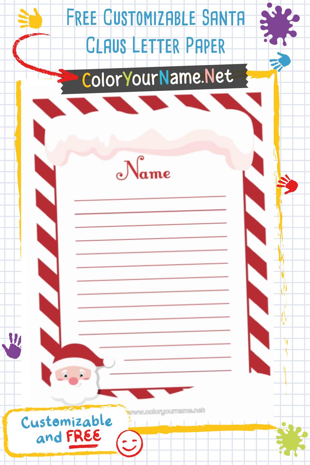 Free Customizable Santa Claus Letter Paper
